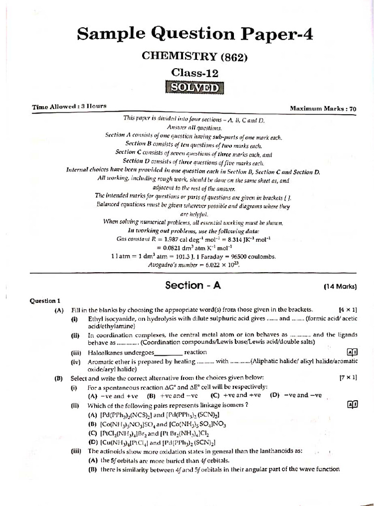 Sample Paper 4 Oswal | PDF