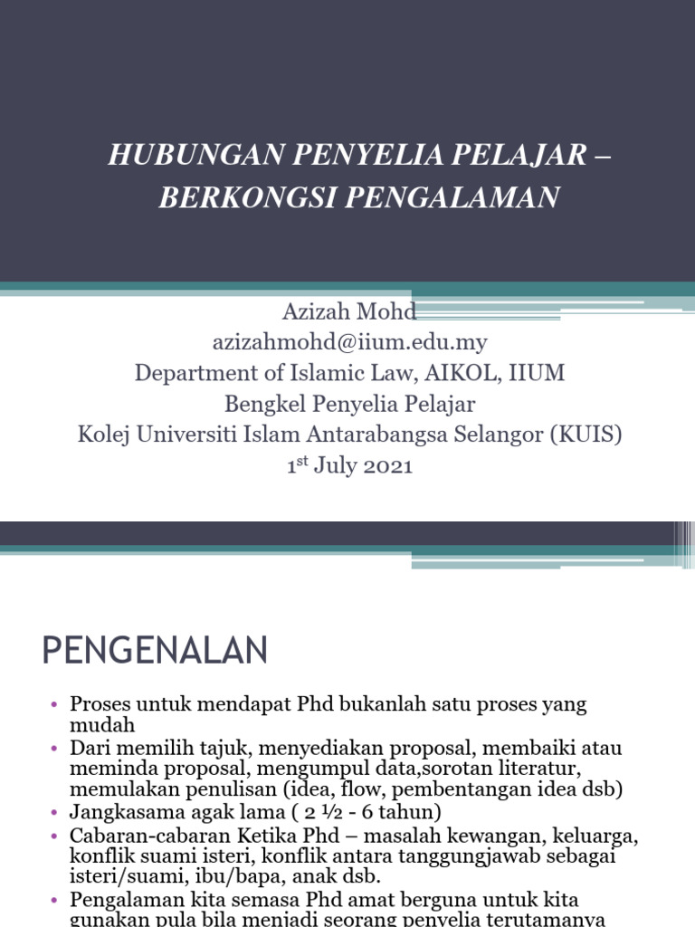 Hubungan Penyelia dan Pelajar PhD | PDF