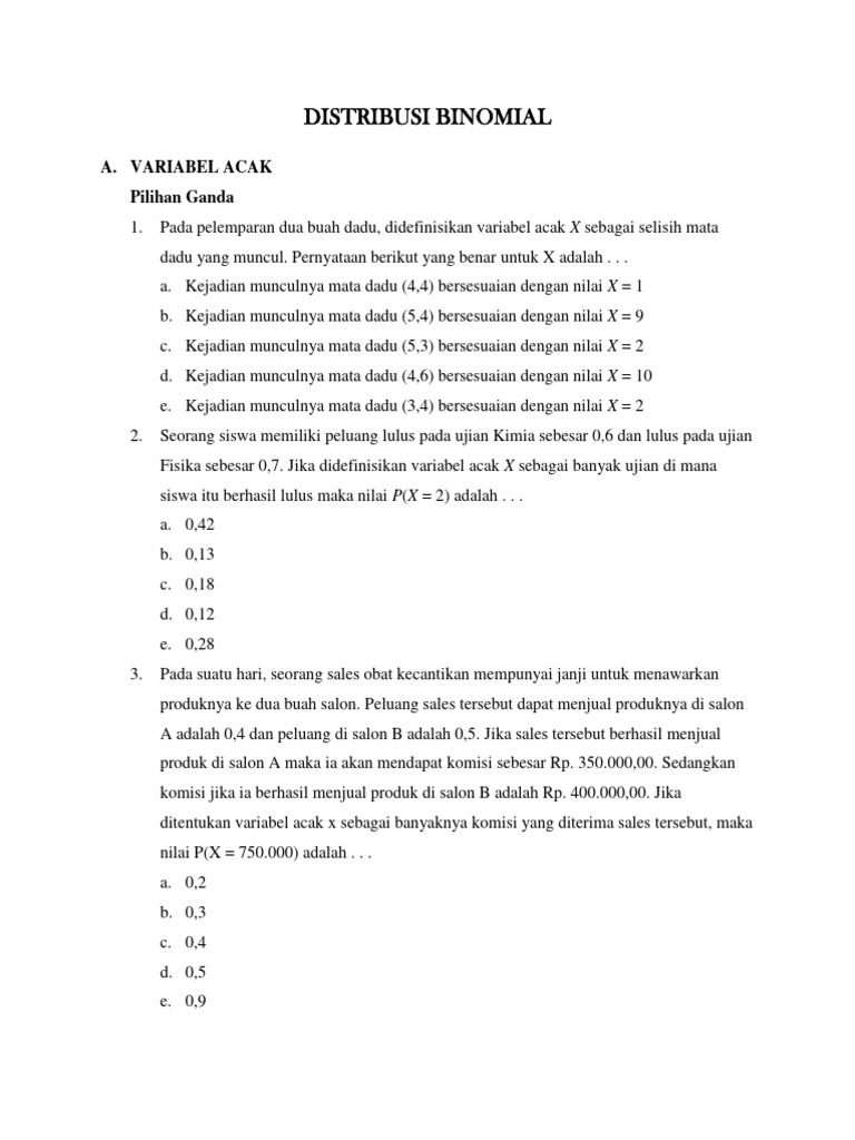 Latihan Soal Distribusi Binomial | PDF