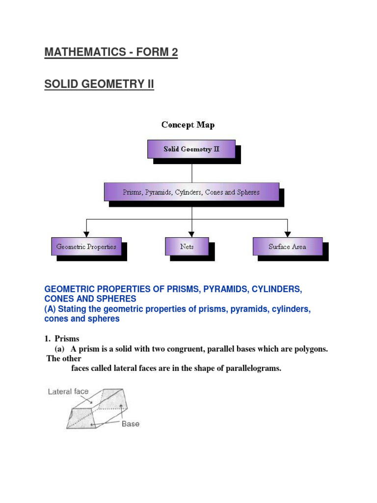 Solid Geometry Form 2 | PDF | Area | Triangle