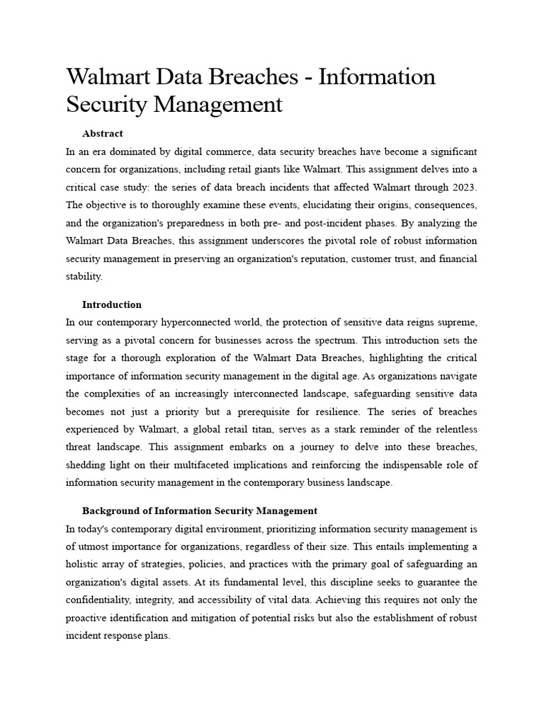 Walmart Data Breaches | PDF