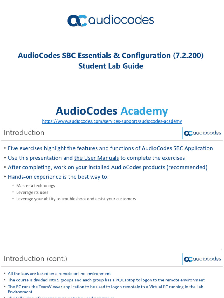 SBC Essentials & Configuration Student Lab Guide | PDF | Session ...