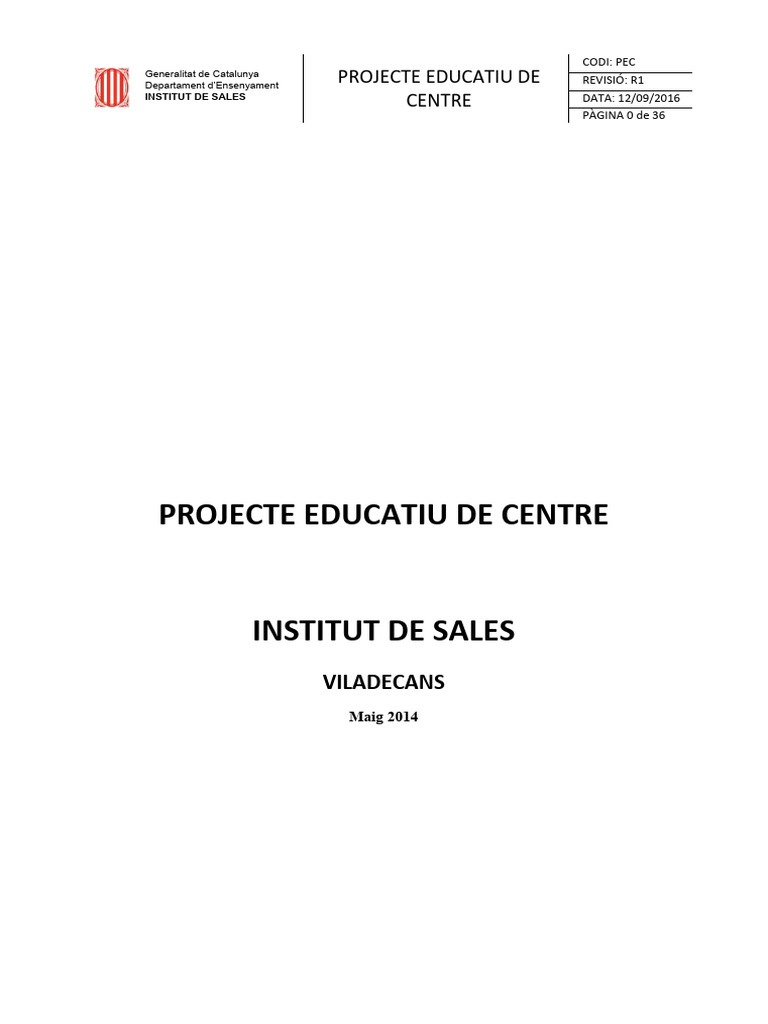 Projecte Educatiu de Centre | PDF