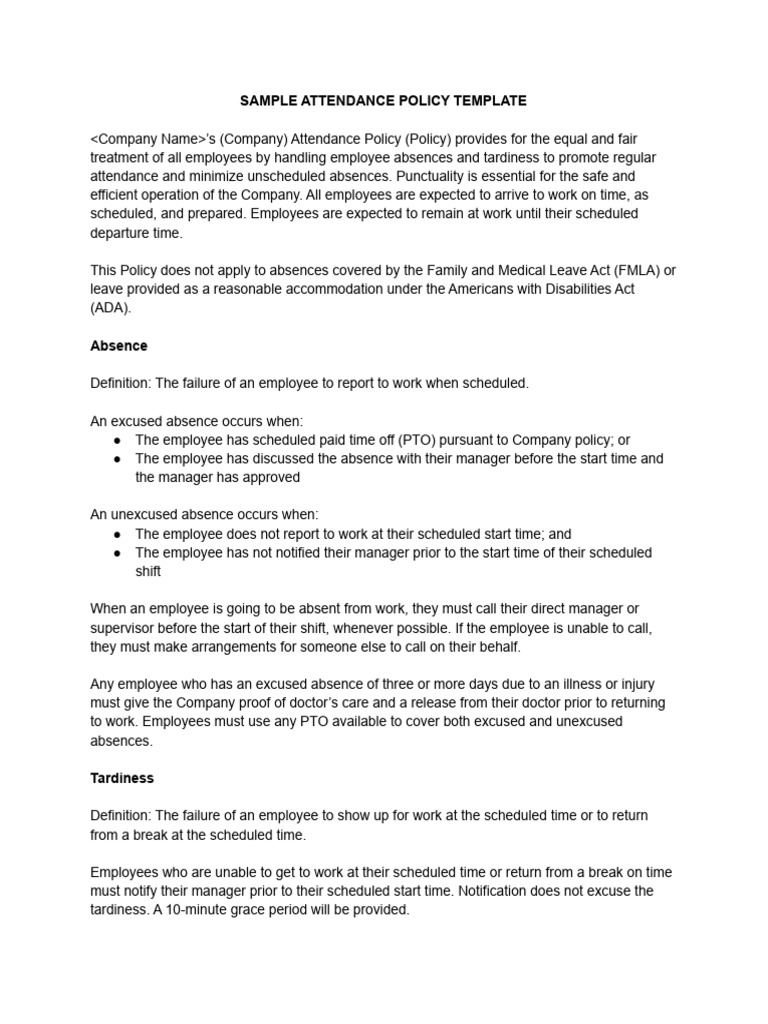 Sample Attendance Policy | PDF