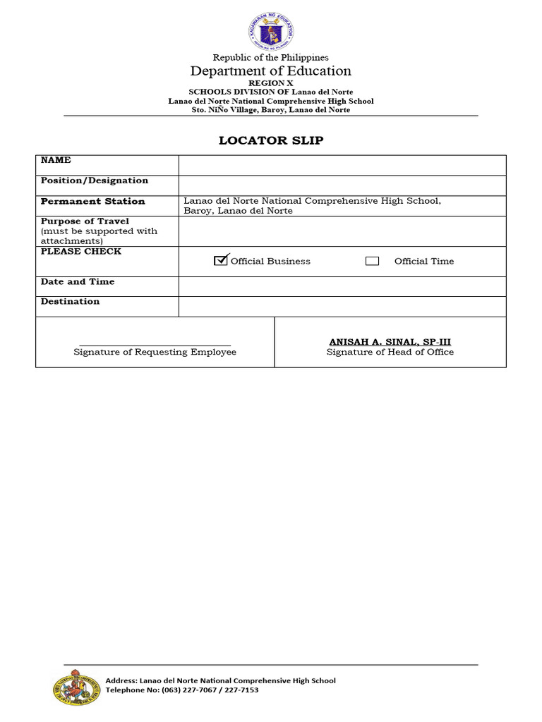 Locator Slip Official Business | PDF