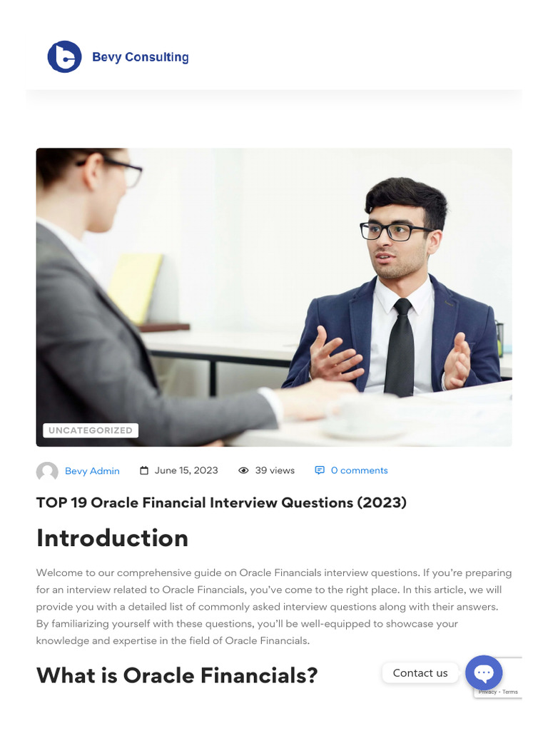 TOP 19 Oracle Financial Interview Questions (2023) - Bevyconsulting ...