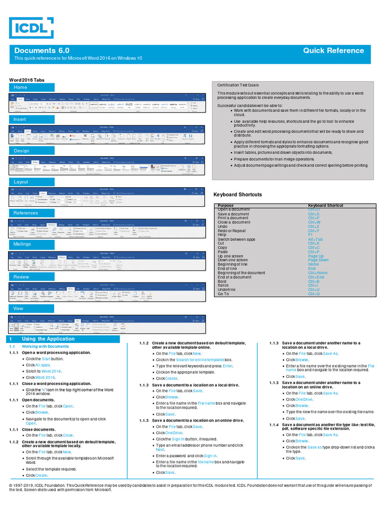 ICDL Documents 2016 6.0 - QRG | Download Free PDF | Letter Case | Hyperlink