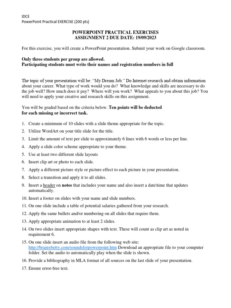 Powerpoint Practical Exercises | PDF | Microsoft Power Point | Computer File