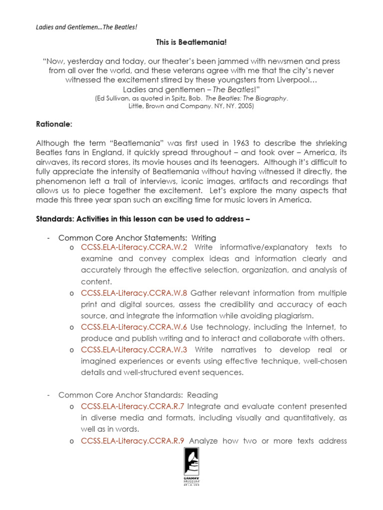 Exploring Beatlemania's Impact on America | PDF | The Beatles ...