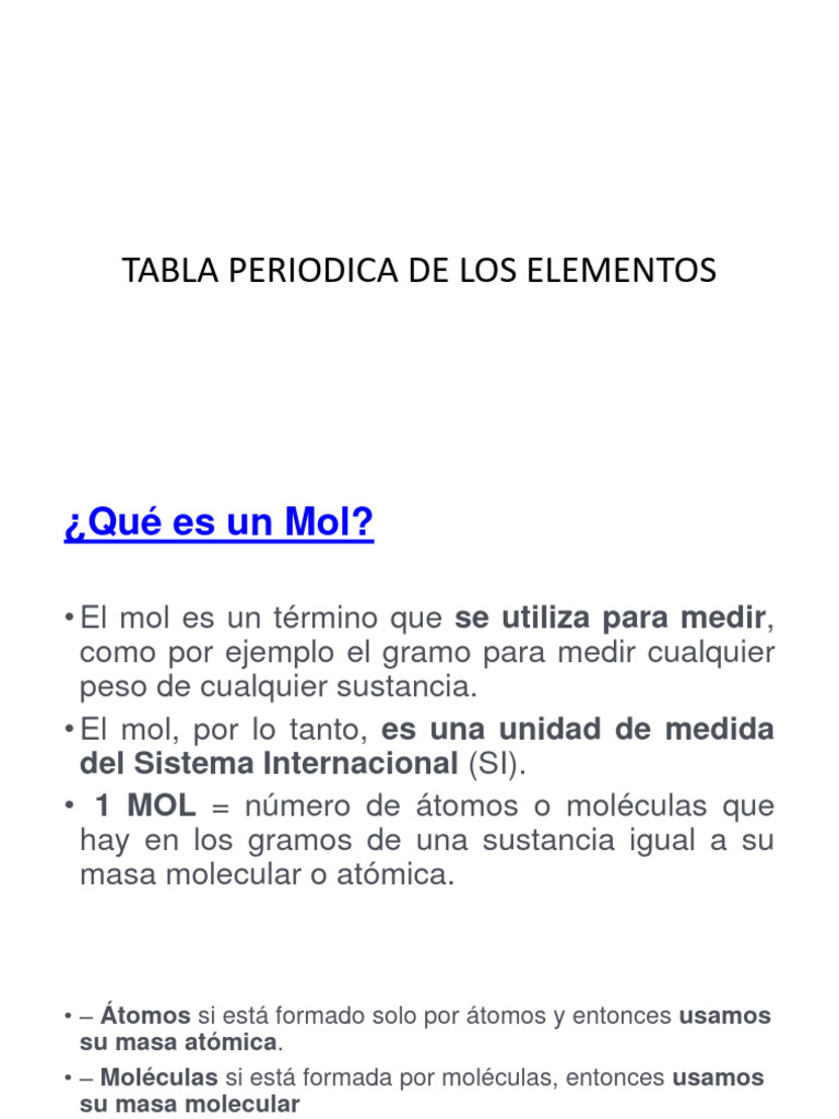 Tabla Periódica y Molaridad | PDF | Tabla periódica | Química