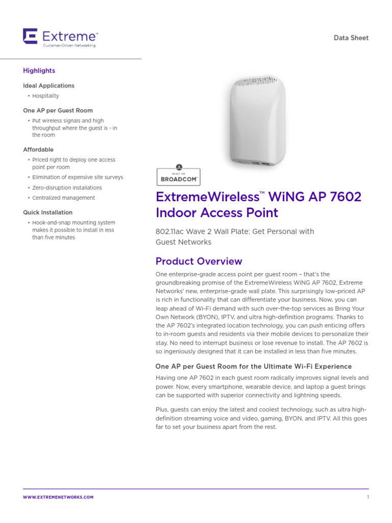 ExtremeWireless WiNG AP 7602 Indoor Access Point | PDF | Ieee 802.11 ...