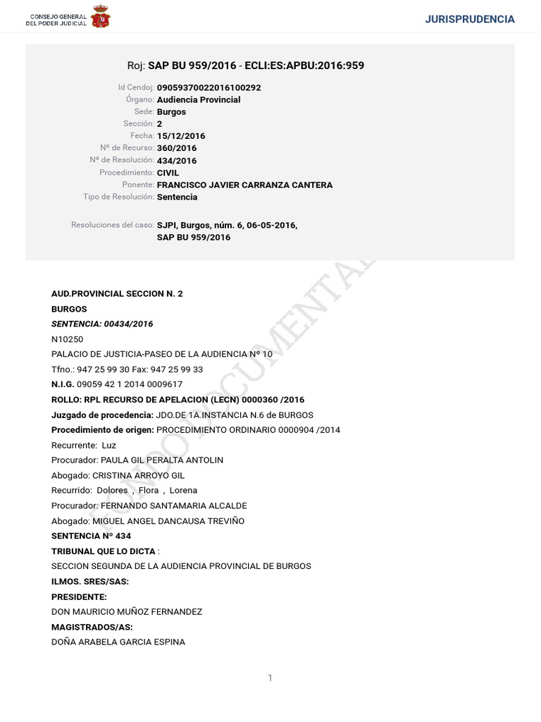 Sap Bu 959 2016 Pdf Sentencia Ley Apelación