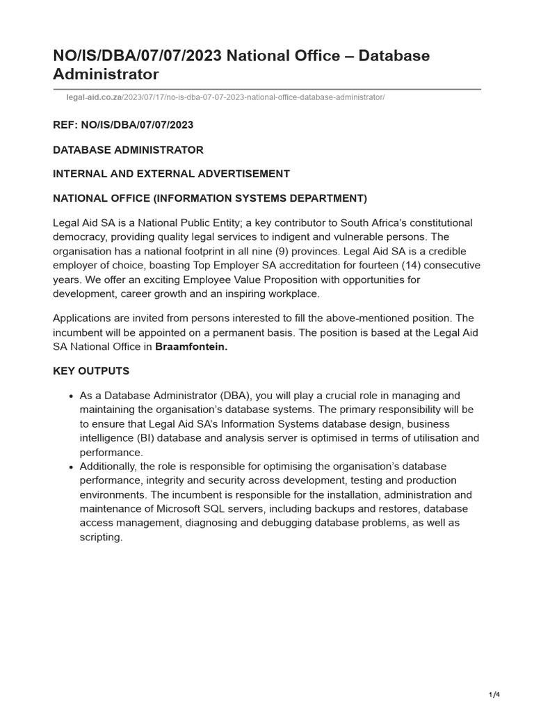 Legal-Aid - co.za-NOISDBA07072023 National Office Database Administrator | PDF | Databases ...