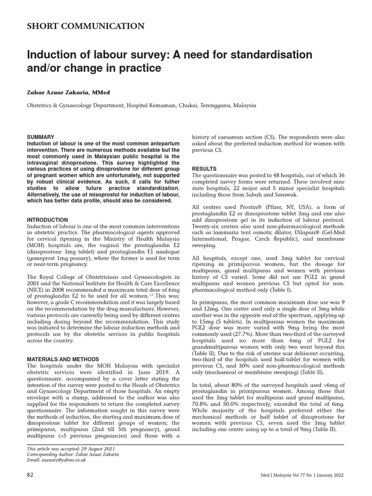 Induction of Labour Survey | PDF | Childbirth | Health Care