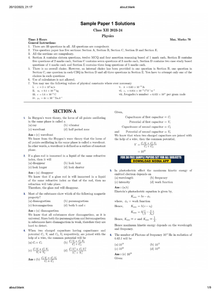 Physics SP 1 | PDF