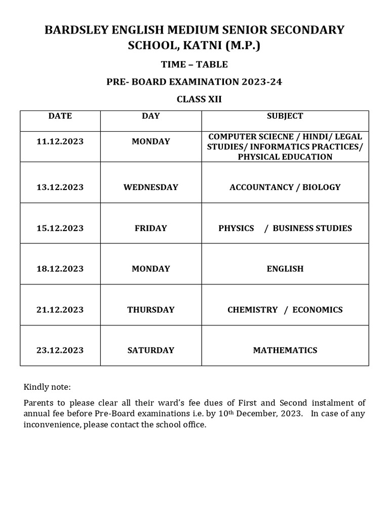 Pre - Board Examination 2023-24 | PDF