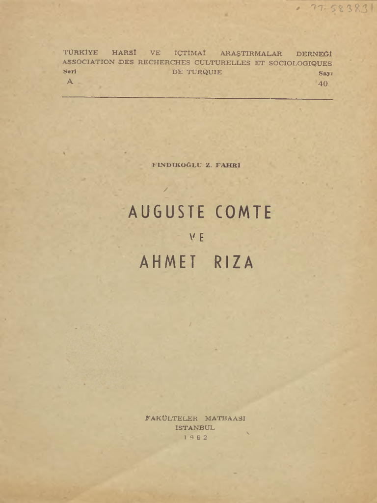 Auguste Comte Ve Ahmet Rıza | PDF