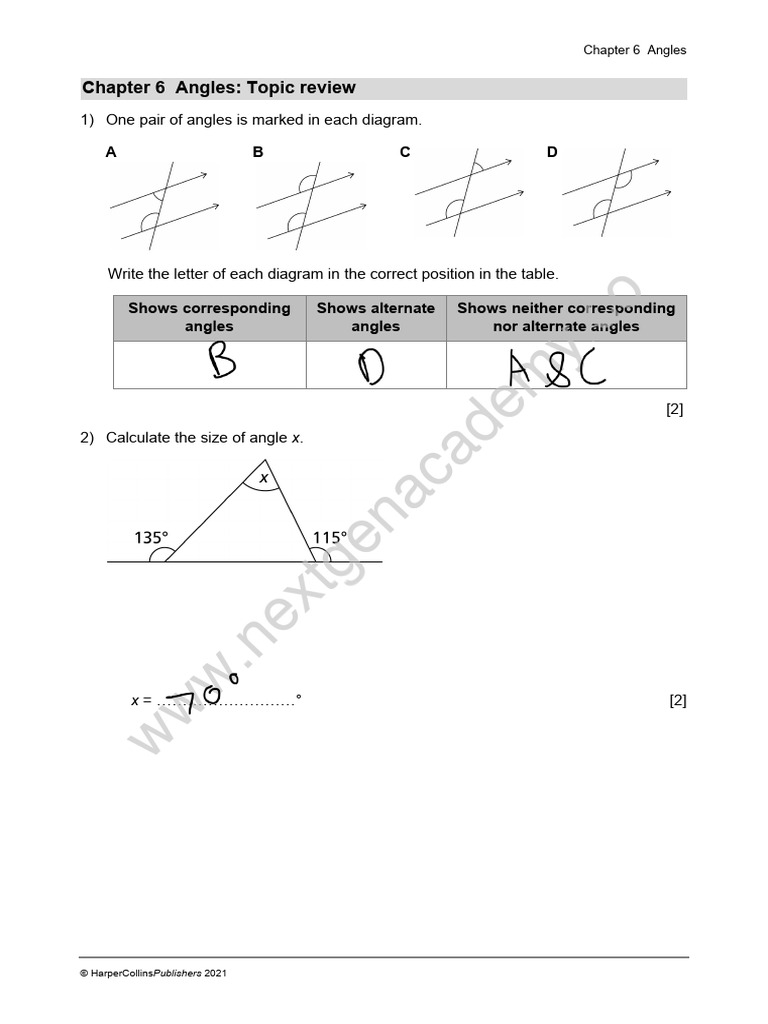 Angles (Special Angles, Triangle, Bearings) EXERCISE - NEXTGEN | PDF