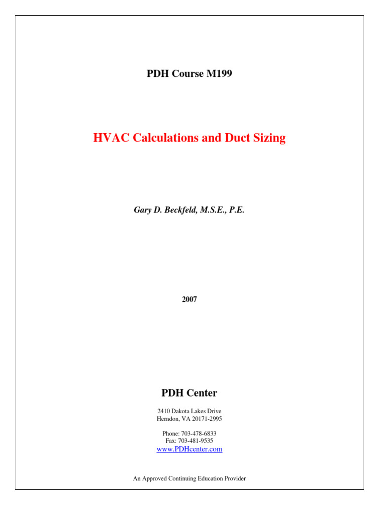 HVAC Calculations and Duct Sizing | PDF | Duct (Flow) | Thermal Insulation