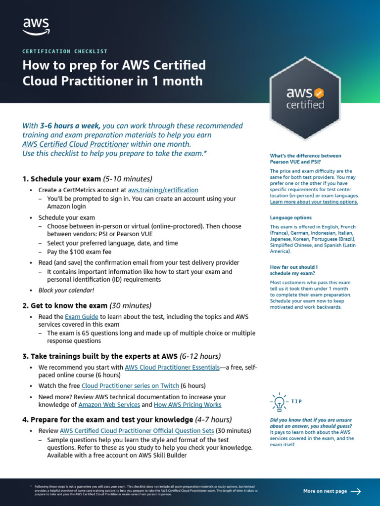 AWS Cloud Practitioner Prep Checklist | PDF