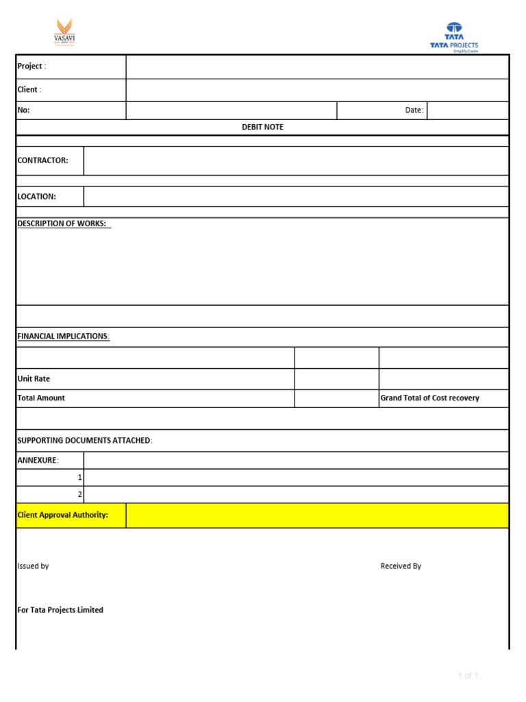 Debit Note Format | PDF | Finance & Money Management