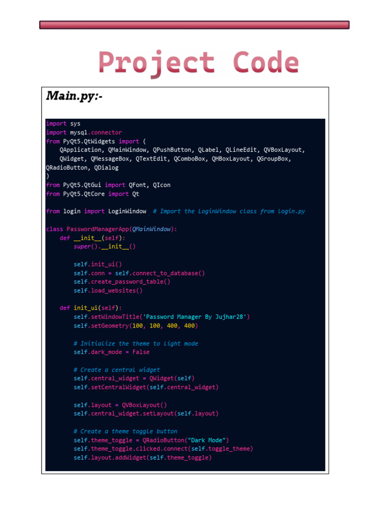 Password Manager Project Pdf My Sql Python Programming Language 3624