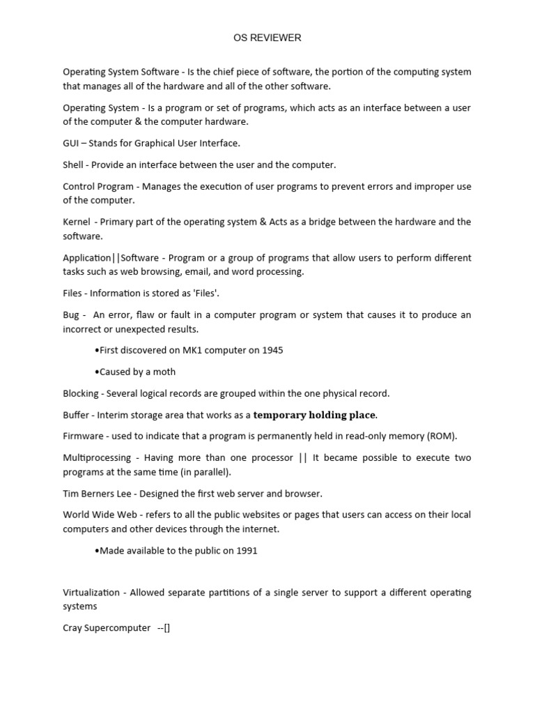 OS Reviewer | PDF | Process (Computing) | Operating System