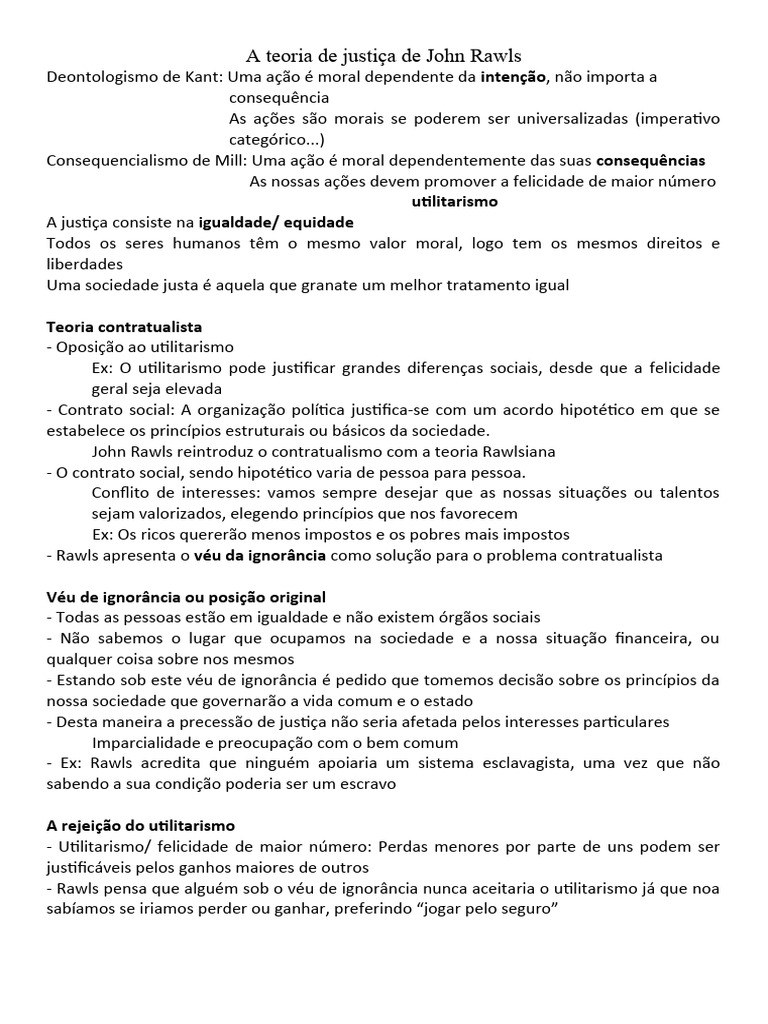 A Teoria De Justiça De John Rawls 8 Pdf