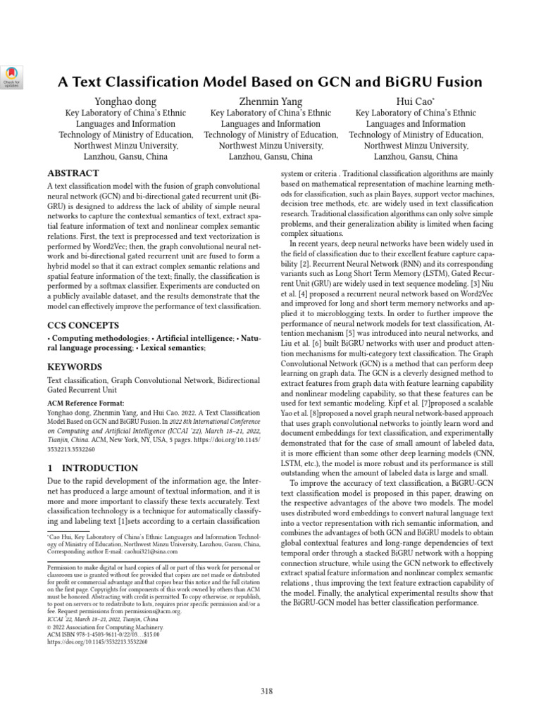 A Text Classification Model Based on GCN and BiGRU Fusion | PDF | Artificial Neural Network ...