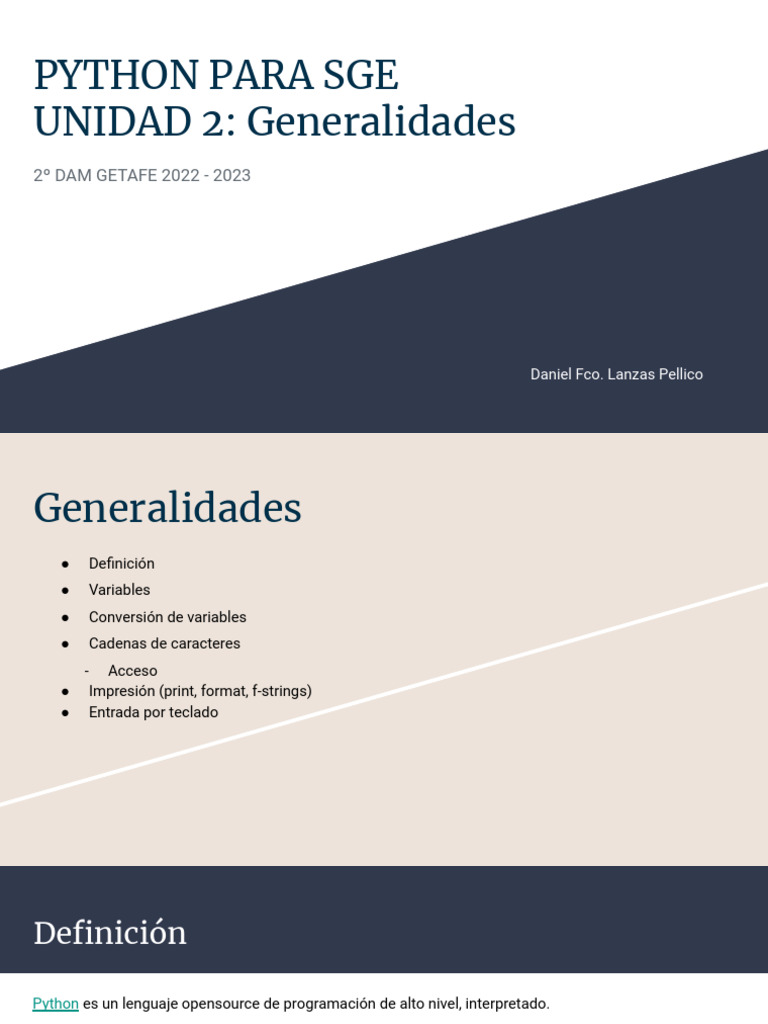 PYTHON PARA SGE - Unidad 2. Generalidades | PDF