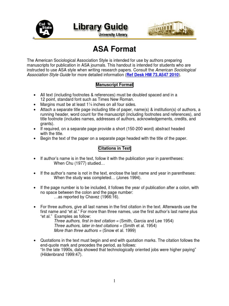ASA Format | PDF | Note (Typography) | Citation