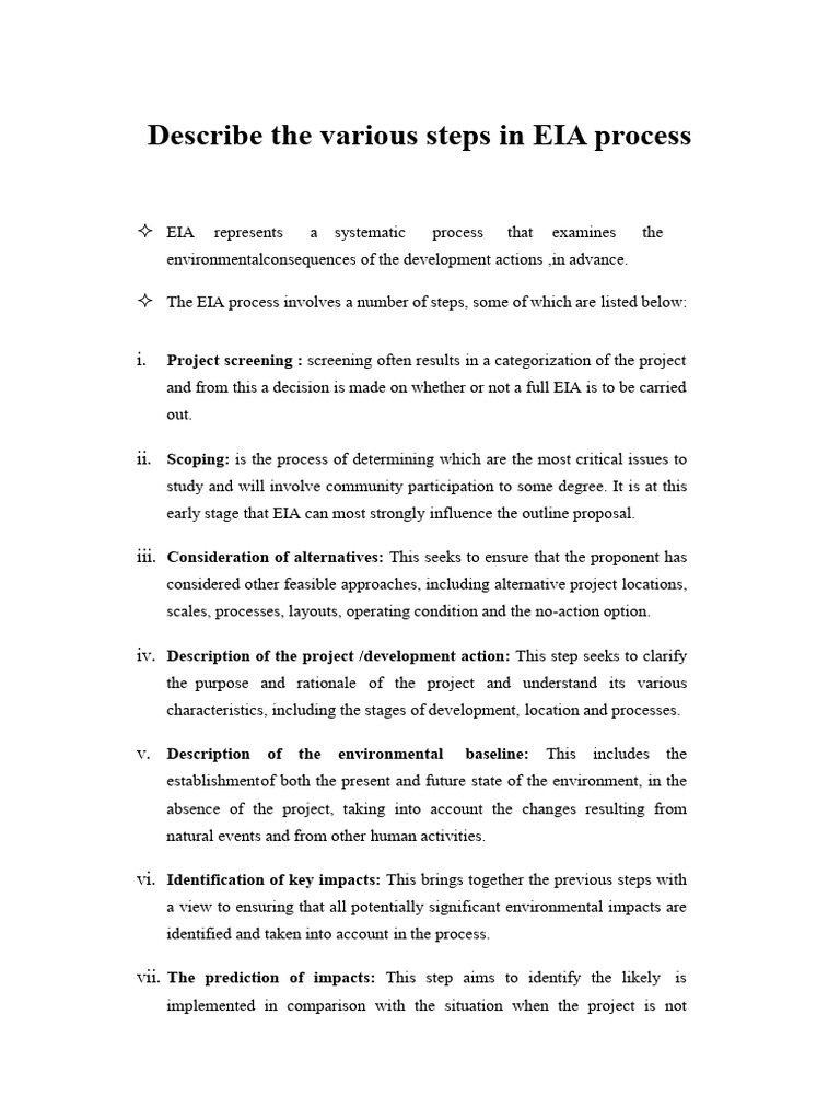 Describe The Various Steps in EIA Process | PDF