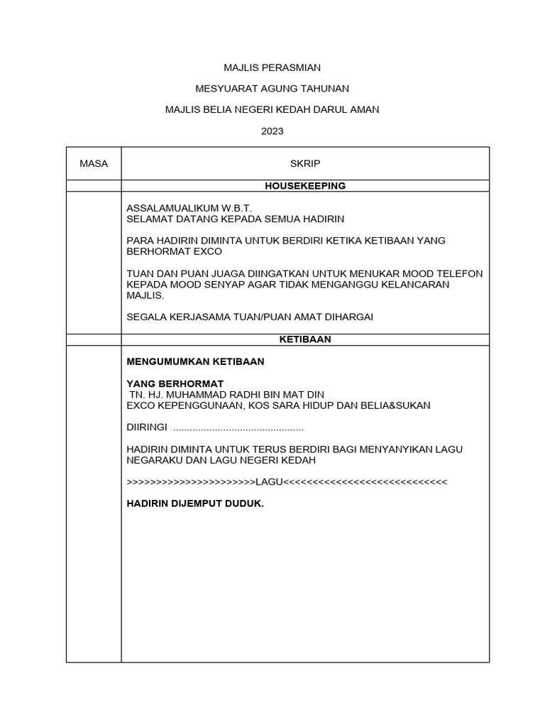 Majlis Perasmian | PDF