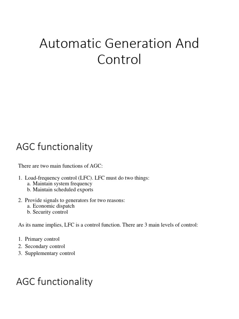 Automatic Generation Control Overview | PDF | Science & Mathematics ...
