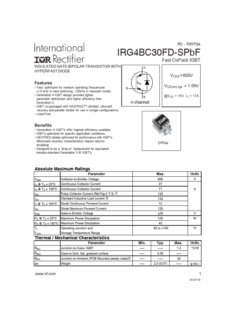 Infineon IRG4BC30FD S DataSheet v01 - 00 EN | PDF