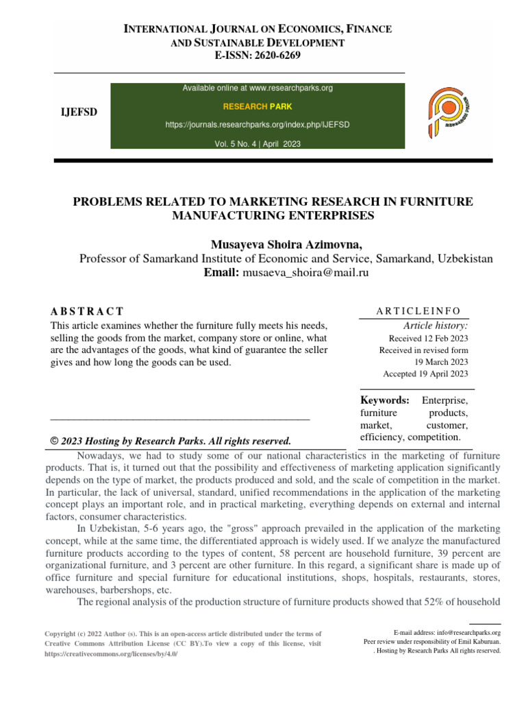 Problems Related To Marketing Research in Furniture Manufacturing ...