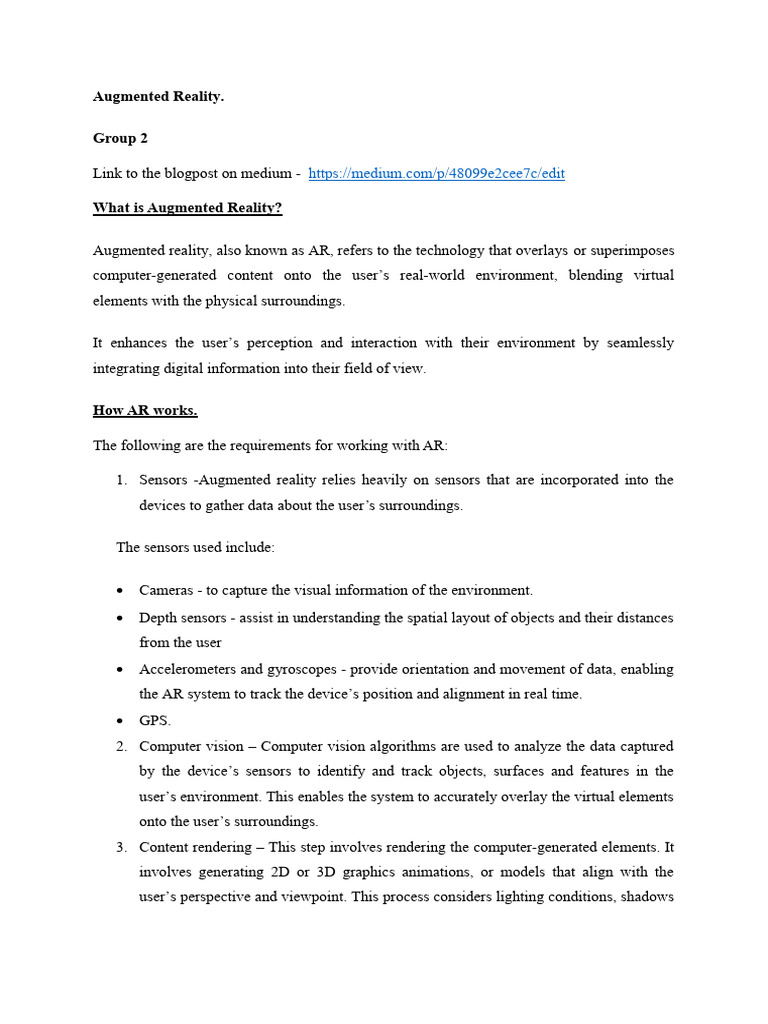 Augmented Reality Write-up | PDF