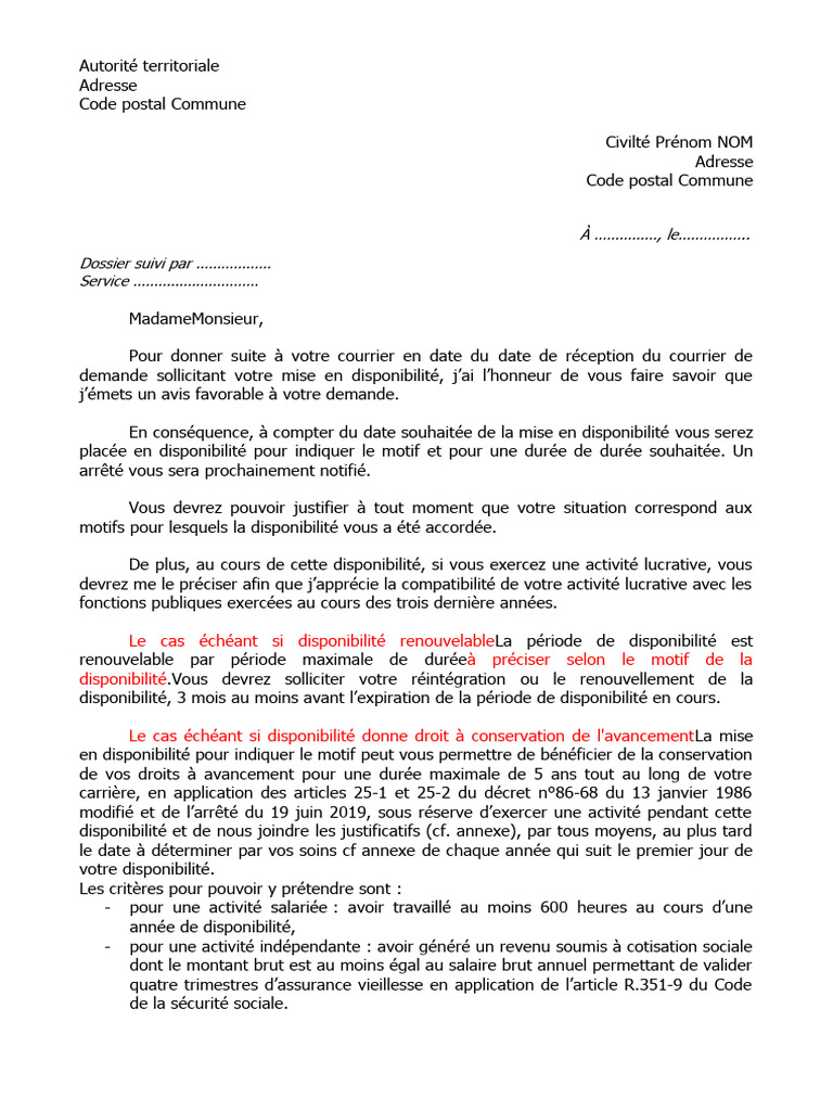 Modele Courrier Acceptation Autorite Territoriale | PDF Modele Courrier Acceptation Autorite Territoriale | PDF