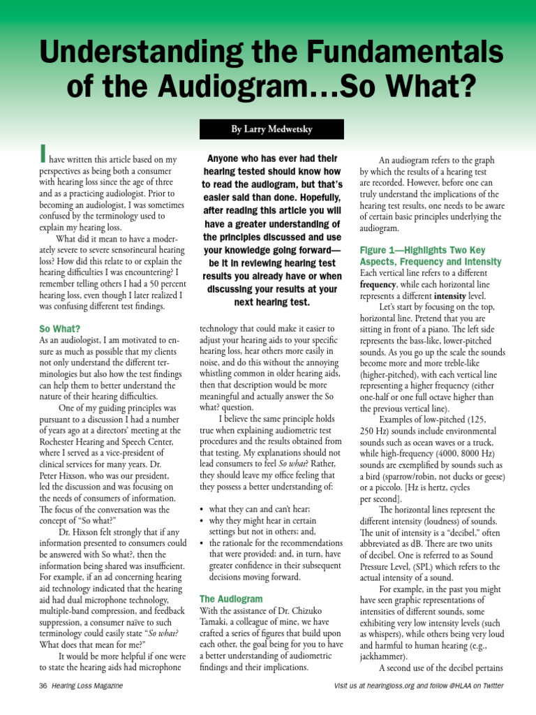 Understanding the Audiogram Basics | PDF | Ear | Sound