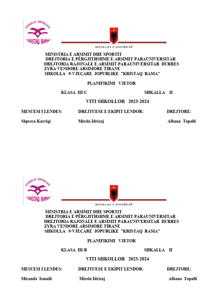 QYTETARIA-3-Plani-mësimor-vjetor- 2023-2024 | PDF