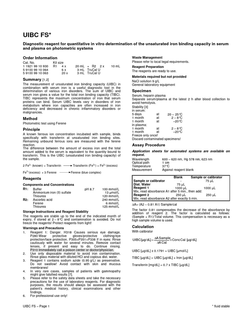PI e UIBC 12 | PDF | Blood Plasma | Iron