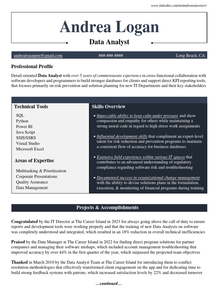 Data Analyst Resume Template Example | PDF