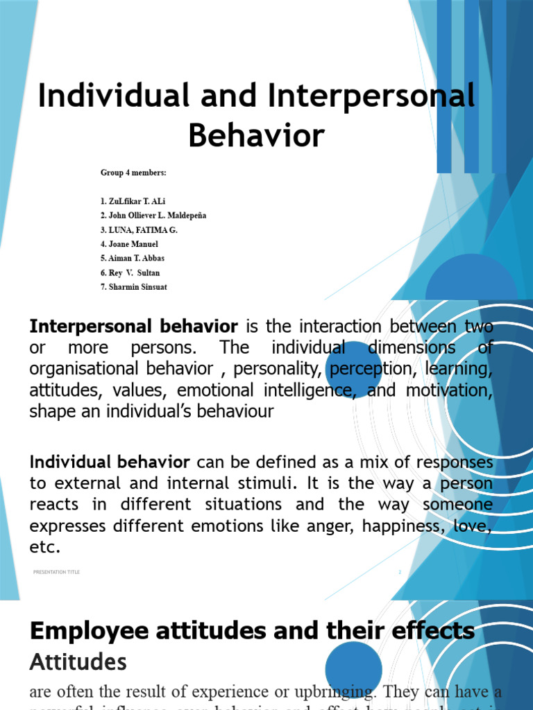 Individual and Interpersonal Behavior | PDF