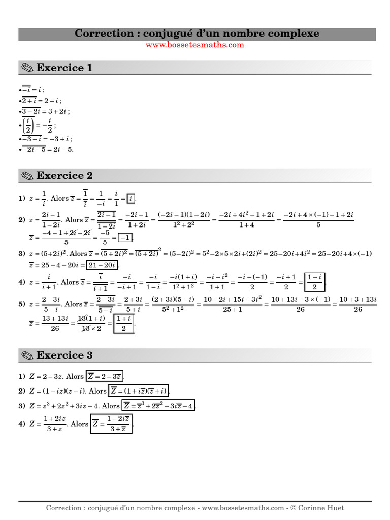 Conjugué Dun Nombre Complexe Corr Exos | PDF