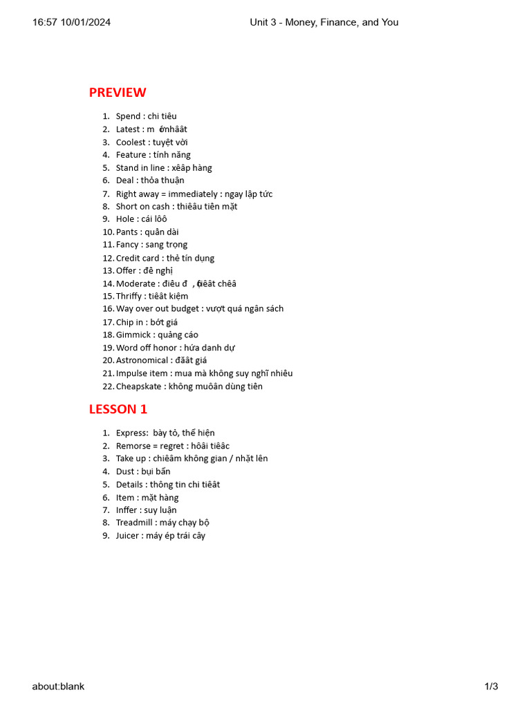 Unit 3 - Money, Finance, and You | PDF