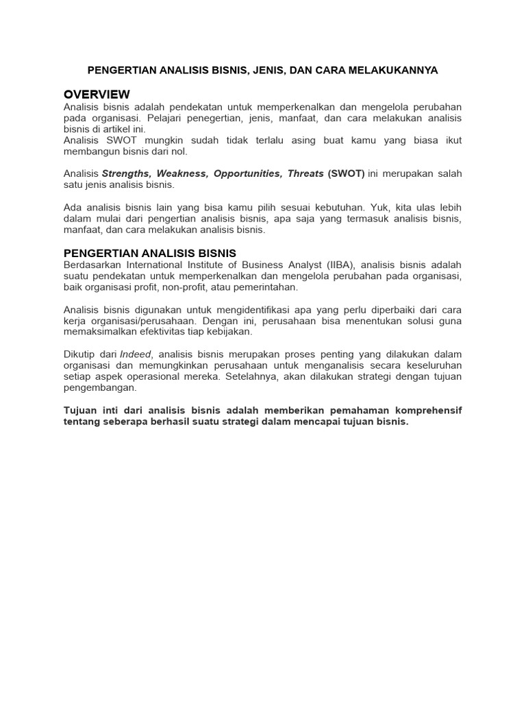 Analisis Bisnis | PDF