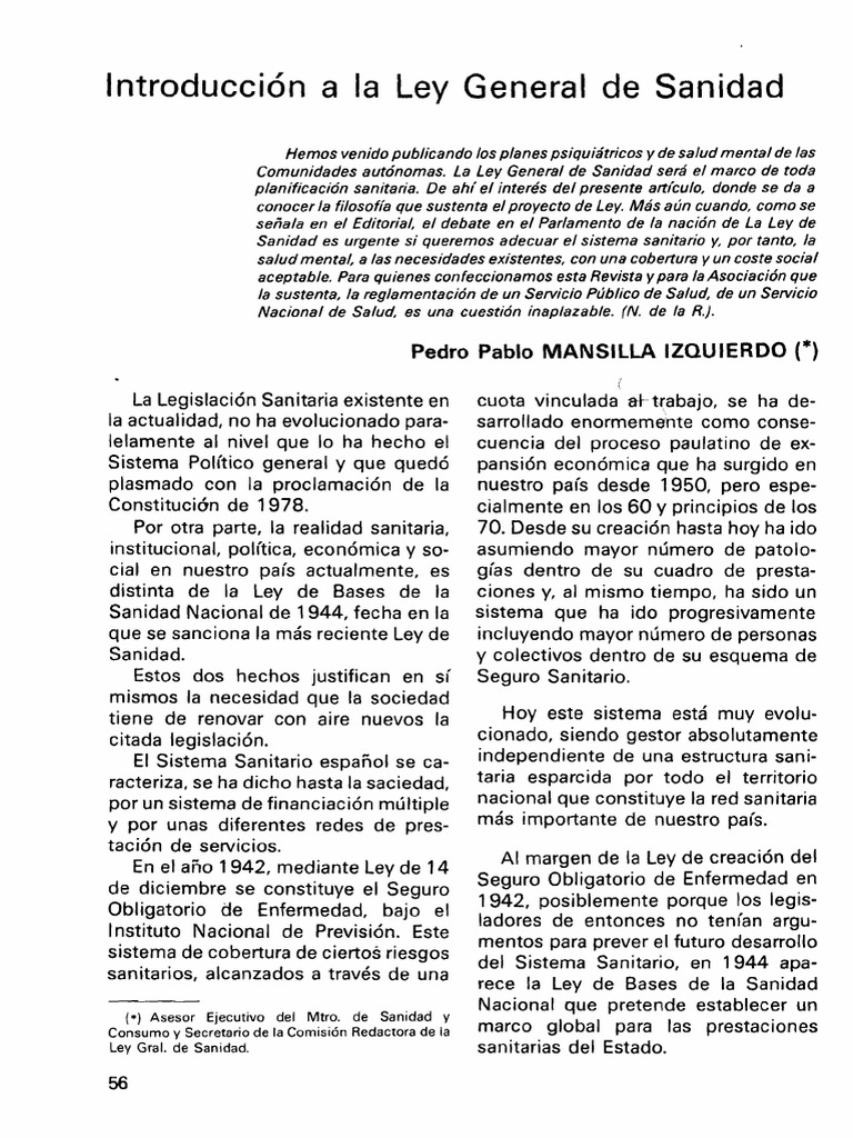 Introduccion A La Ley General De Sanidad Pdf