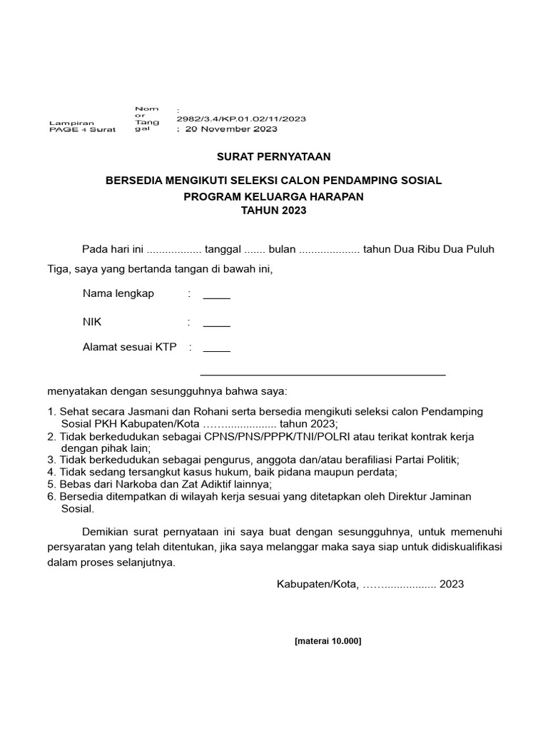 Formulir Pendamping PKH | PDF