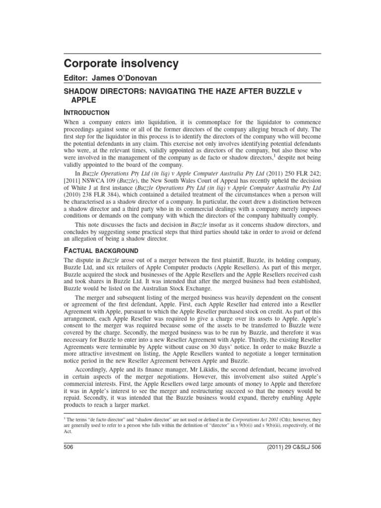 Shadow Directors in Buzzle Case | PDF