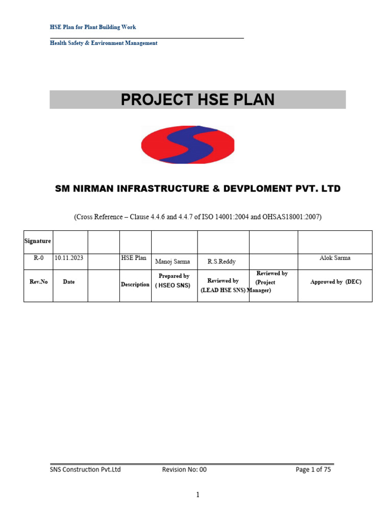 HSE Plan for Plant Construction Safety | PDF | Occupational Safety And ...